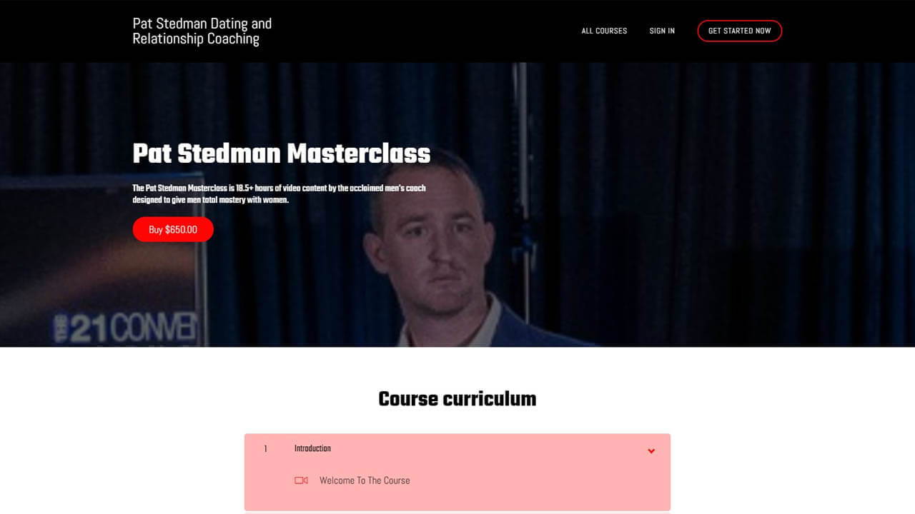 The Pat Stedman Masterclass – Dating and Relationship Coach for Men